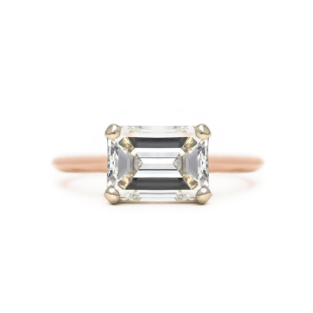 Jules Ring | Emerald Cut Diamond Solitaire with East West Setting ...